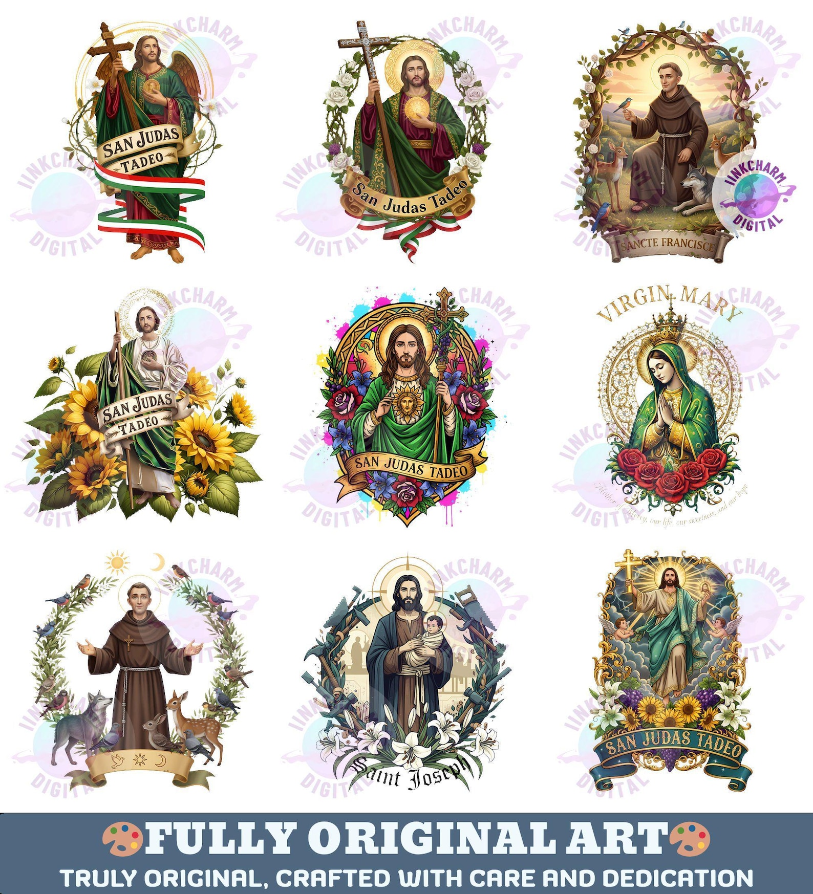Saints of Hope Png Bundle, 100 PNG Saint Joseph, Virgin Mary Png, Saint ...