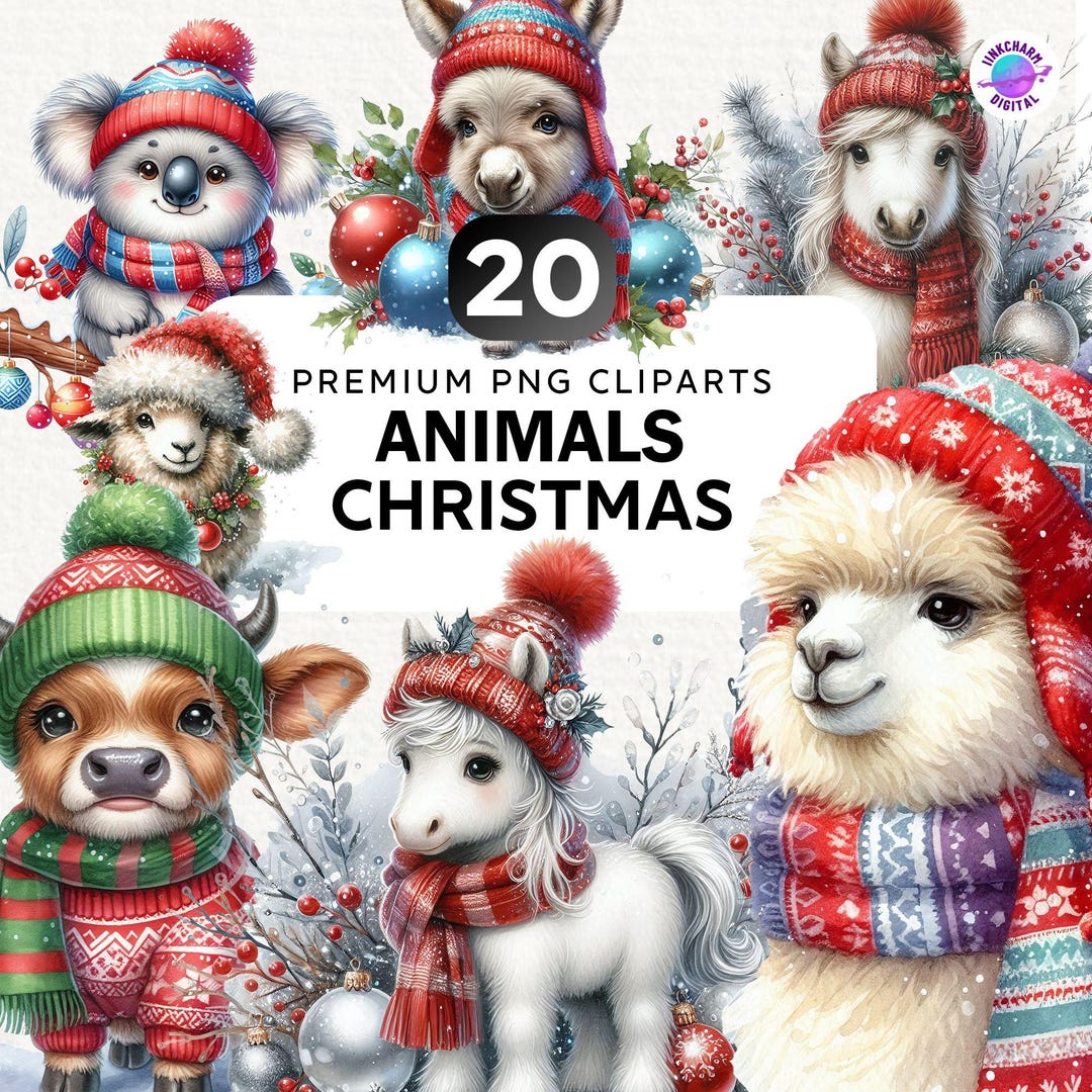 20+ Watercolor Christmas Animals Clipart Bundle, Winter Animals Png ...
