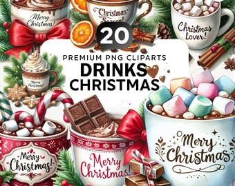 20+ Watercolor Christmas Drinks Clipart Bundle, Christmas Bundle Png ...