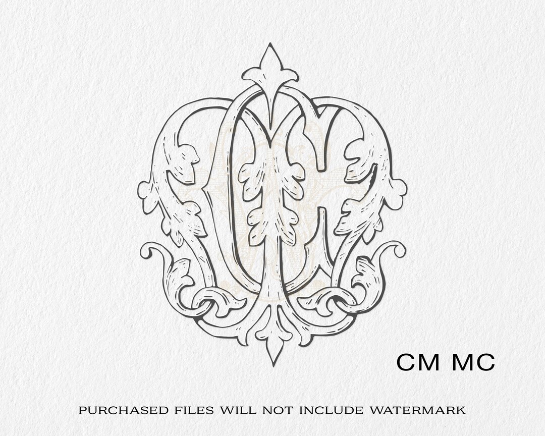 Vintage CM MC Monogram | Instant Download | High Resolution 16 X 16 Png ...