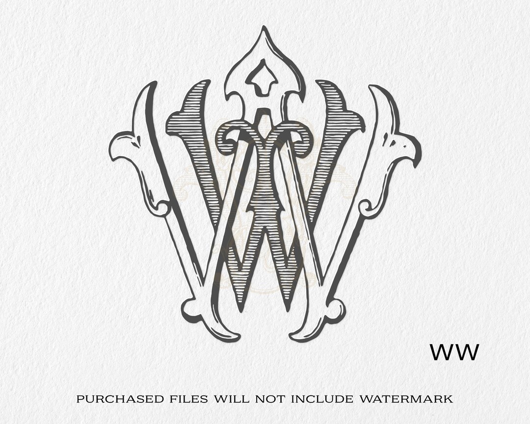 Vintage WW Monogram | Instant Download | High Resolution 16 X 16 Png ...