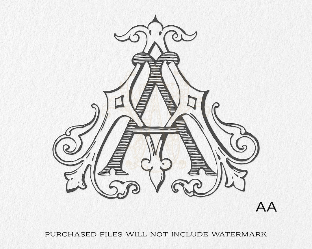 Vintage AA Monogram | Instant Download | High Resolution 16 X 20 Png ...