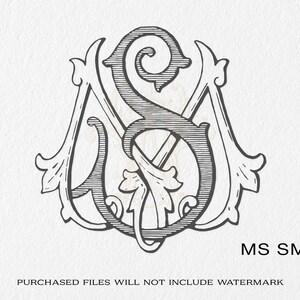 Vintage MS SM Monogram | Instant Download | High Resolution 16 X 16in ...