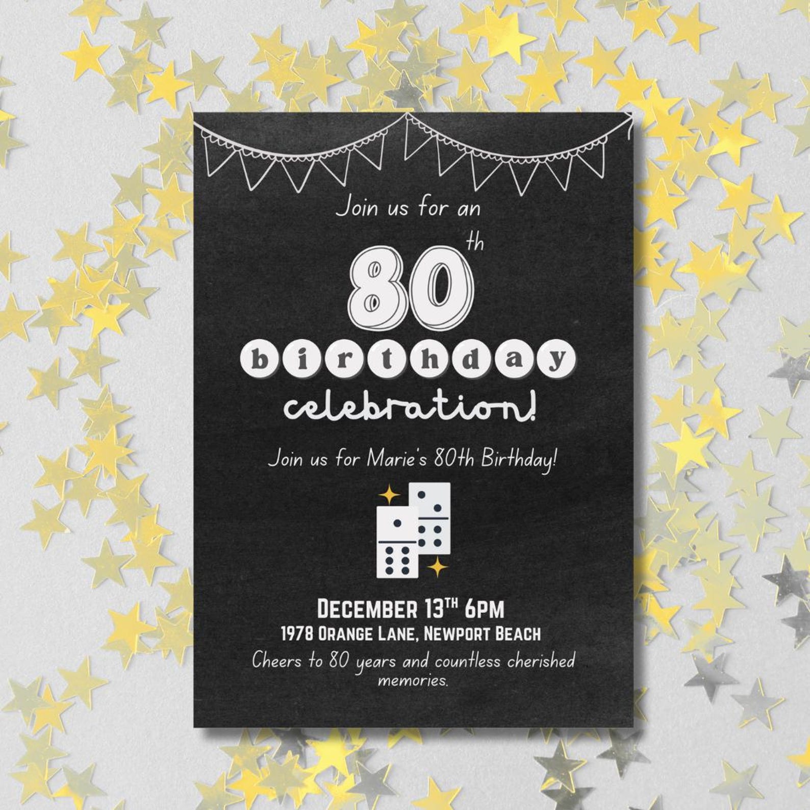 80th Birthday Invitation • Game Night Theme • Domino Birthday Party ...