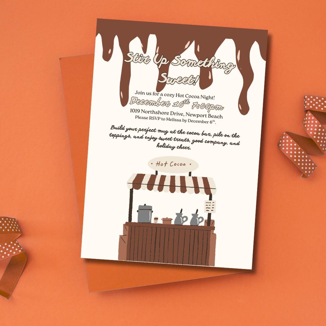 Hot Cocoa Night Invitation — Cozy Winter Party Printable, Hot Chocolate ...