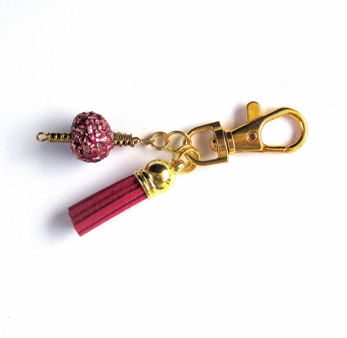 Tassel Zipper Pull Charm, Mulberry Red Gold Purse Charm, Backpack ...