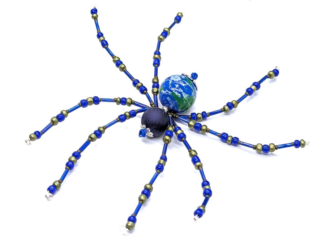 Earth Globe Beaded Spider, Good Luck Talisman, Home Decor, Not a Toy ...