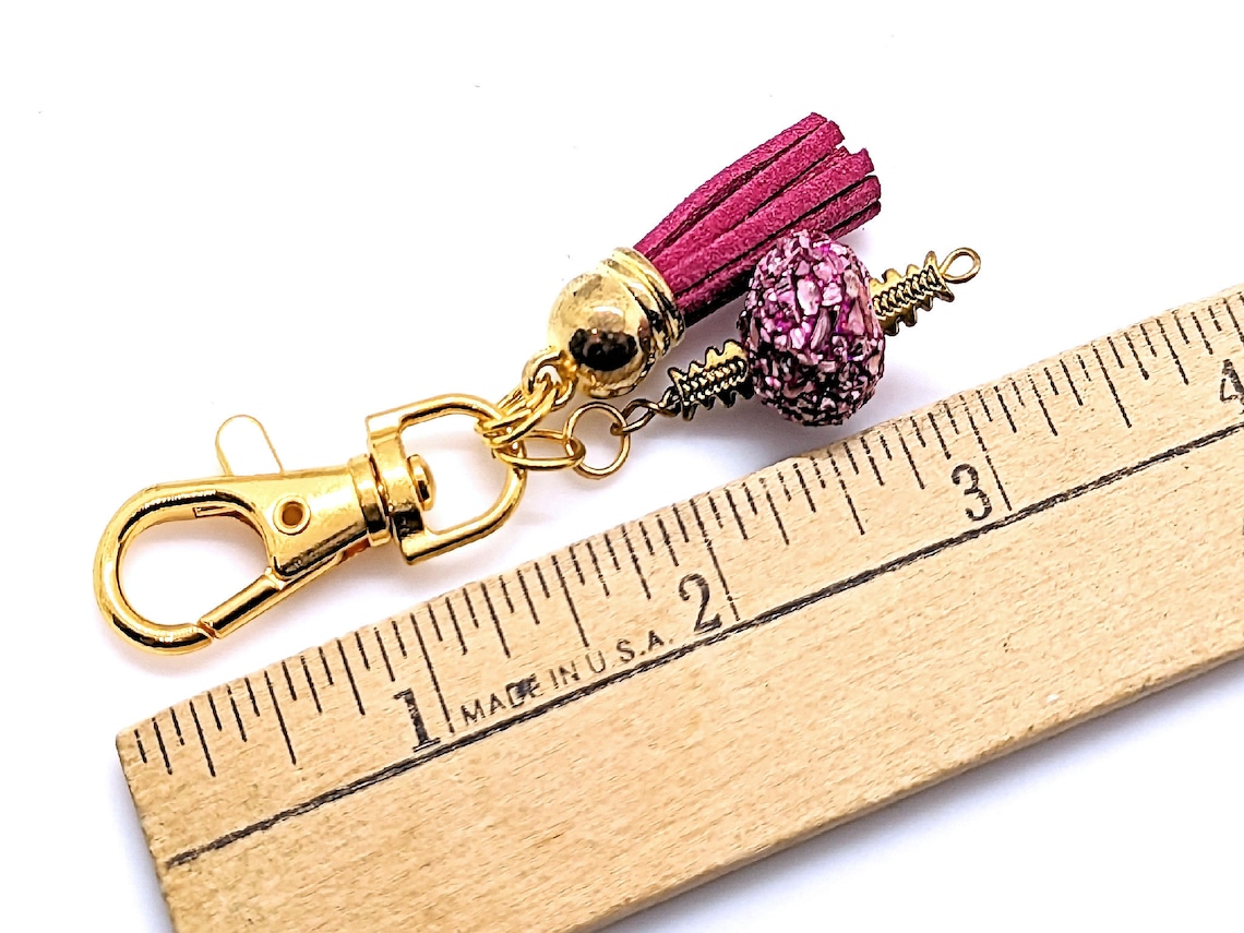 Tassel Zipper Pull Charm, Mulberry Red Gold Purse Charm, Backpack ...