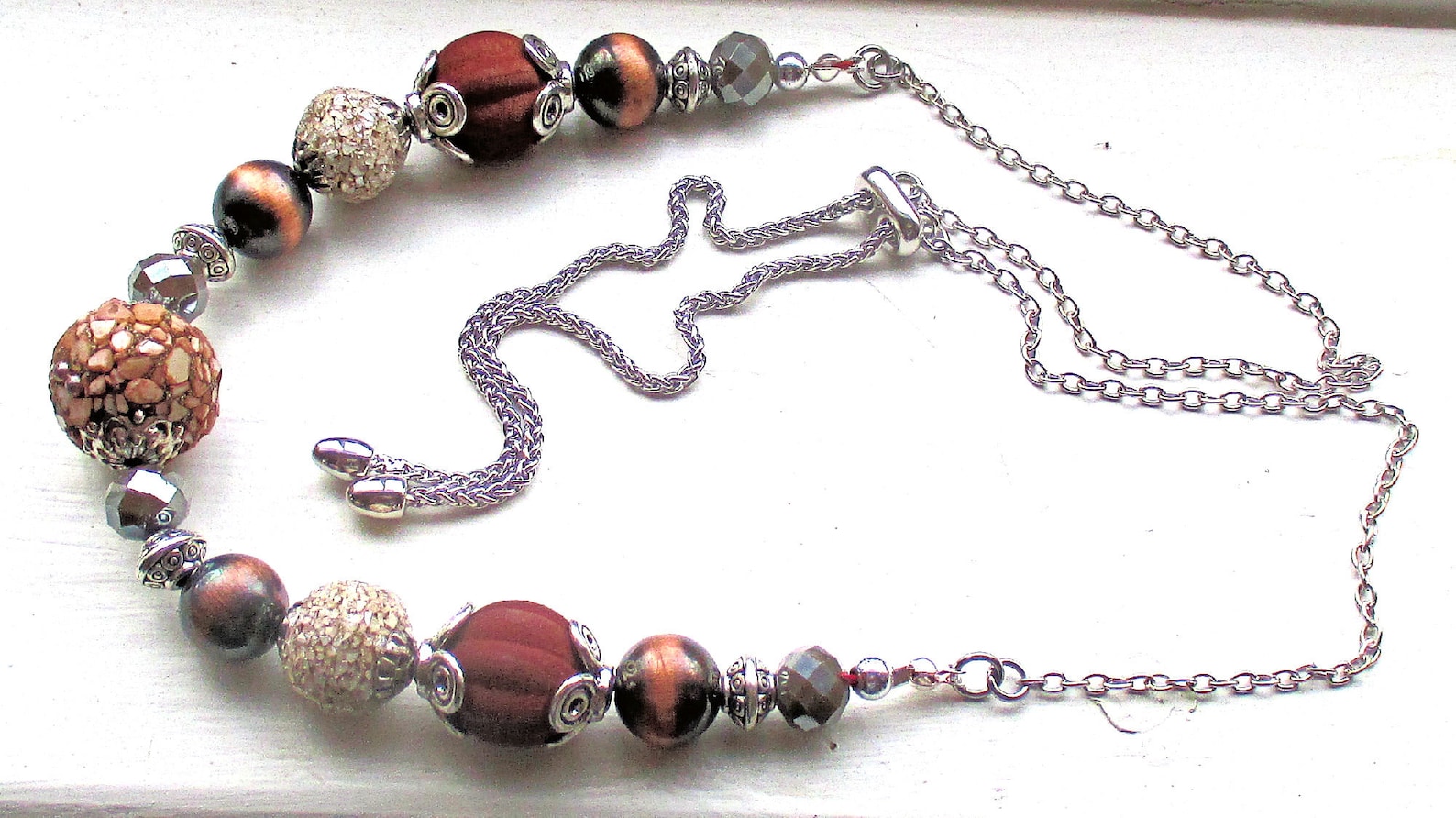 Brown Beaded Necklace Rustic Chic Jewelry Cinnamon Brown Big - Etsy