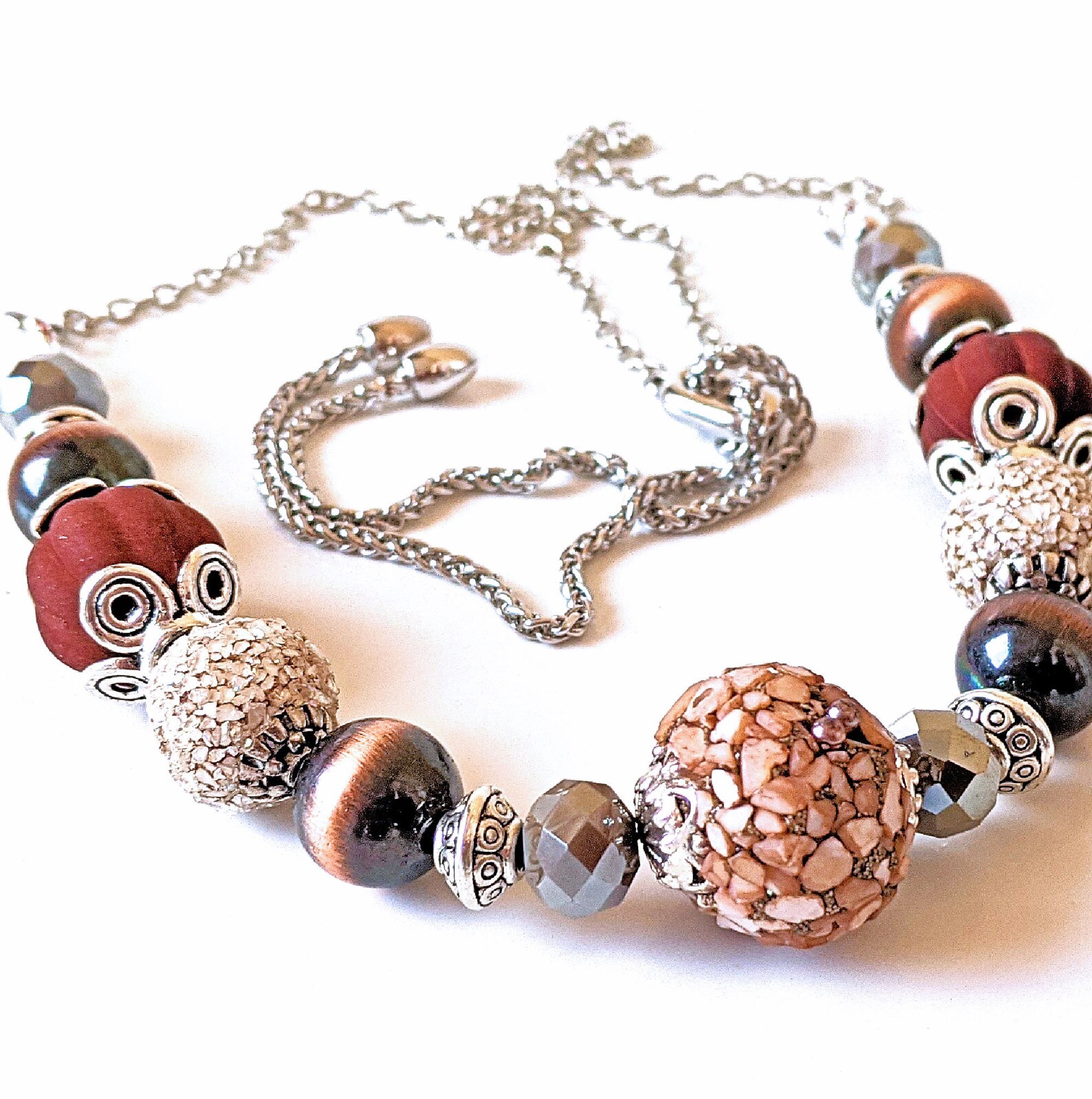 Brown Beaded Necklace Rustic Chic Jewelry Cinnamon Brown Big - Etsy