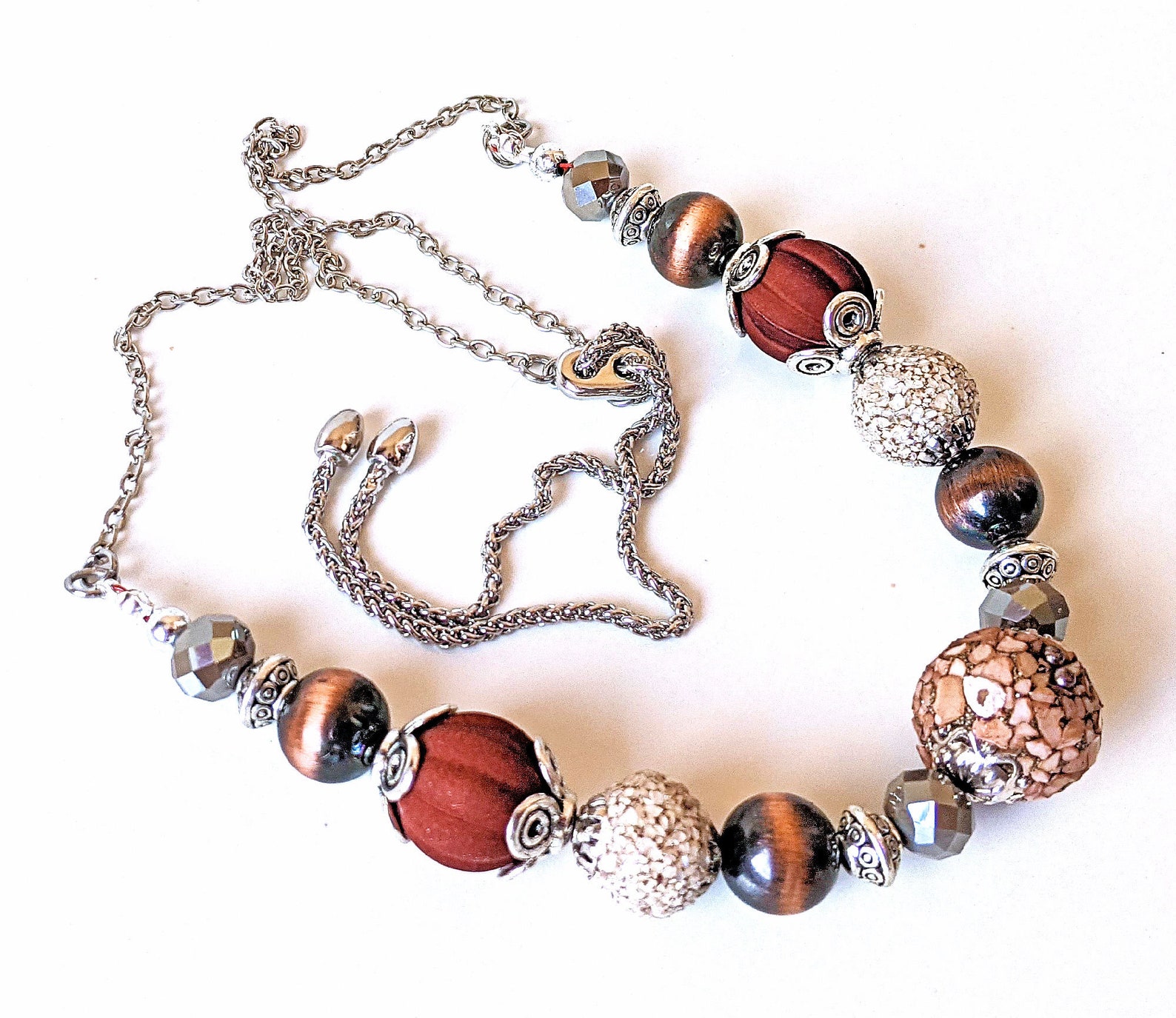 Brown Beaded Necklace Rustic Chic Jewelry Cinnamon Brown Big - Etsy