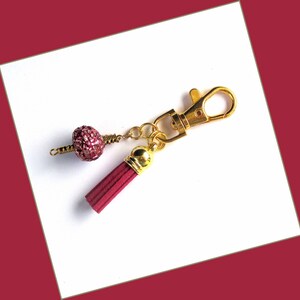 Tassel Zipper Pull Charm, Mulberry Red Gold Purse Charm, Backpack ...