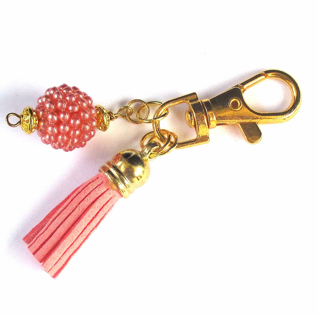 Pink Tassel Zipper Pull Gold Zipper Pull Charm Clip on Purse - Etsy
