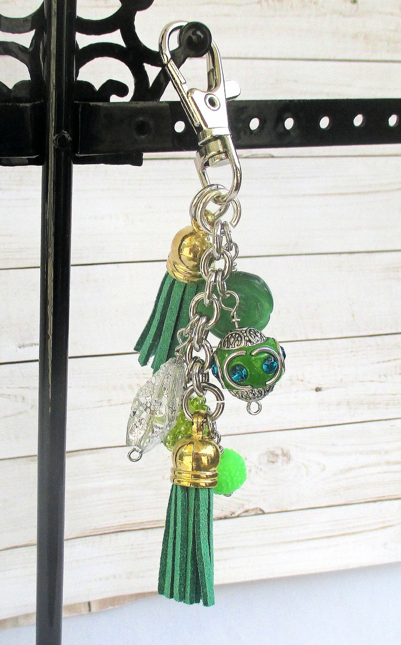Green Bag Swag With Suede Tassel Dangles for Handbag Purse Decoration ...