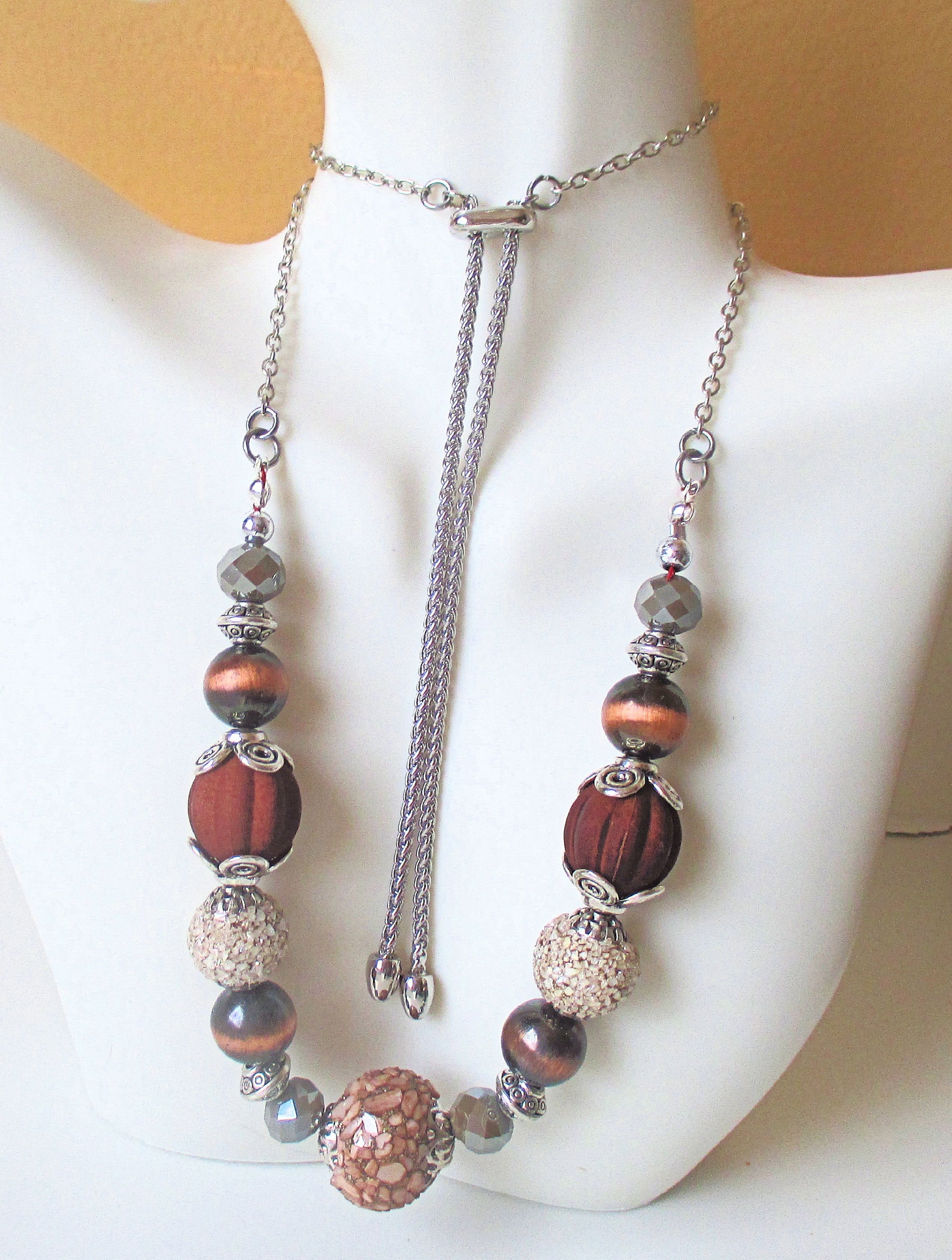 Brown Beaded Necklace Rustic Chic Jewelry Cinnamon Brown Big - Etsy