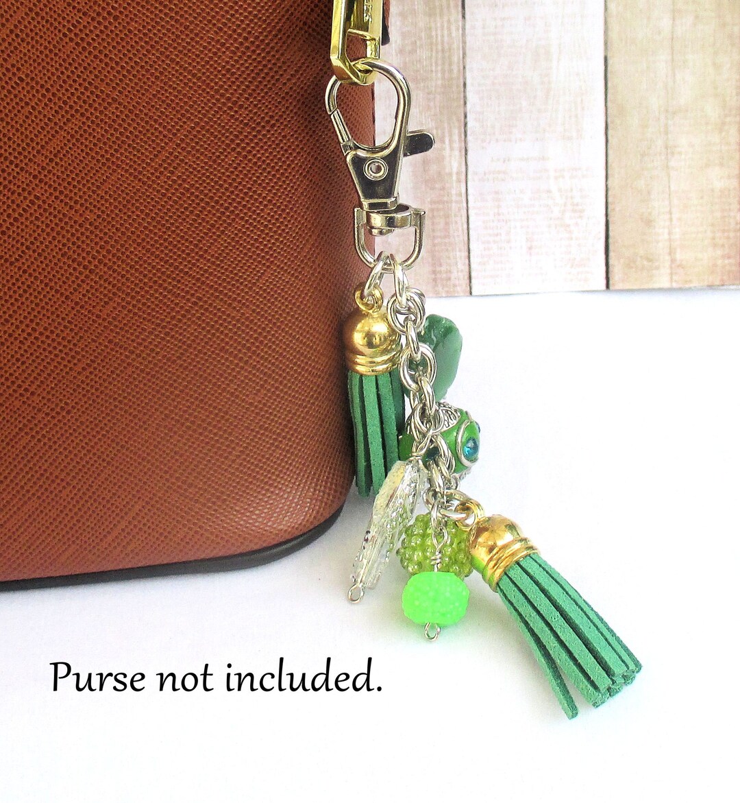 Green Bag Swag With Suede Tassel Dangles for Handbag Purse Decoration ...