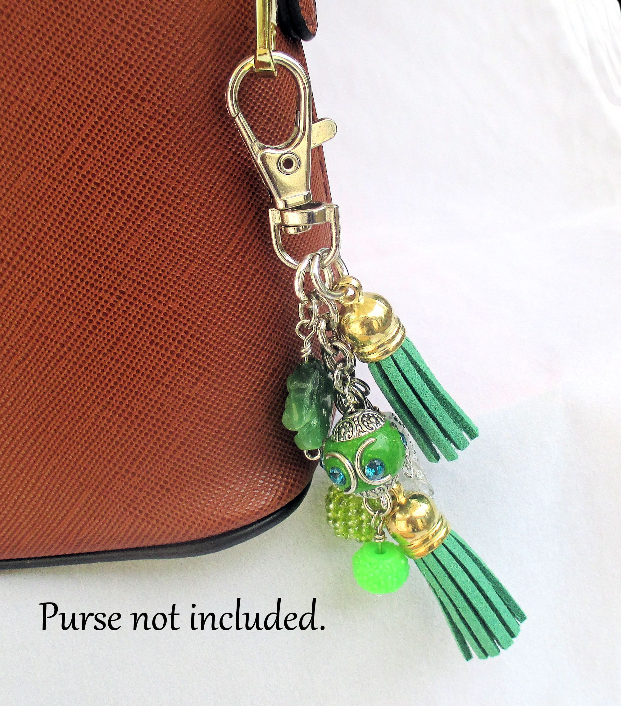 Green Bag Swag With Suede Tassel Dangles for Handbag Purse Decoration ...
