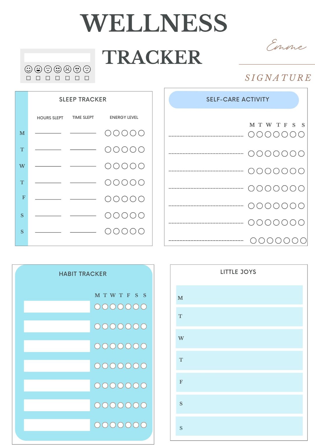 Weekly Wellness Tracker Printable | Self-care Journal Template | Habit ...