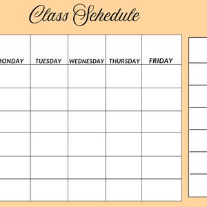 Printable Class Schedule Template, Easy Editable, Weekly School Planner ...