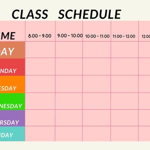 Printable Class Schedule Template, Easy Editable, Weekly School Planner ...