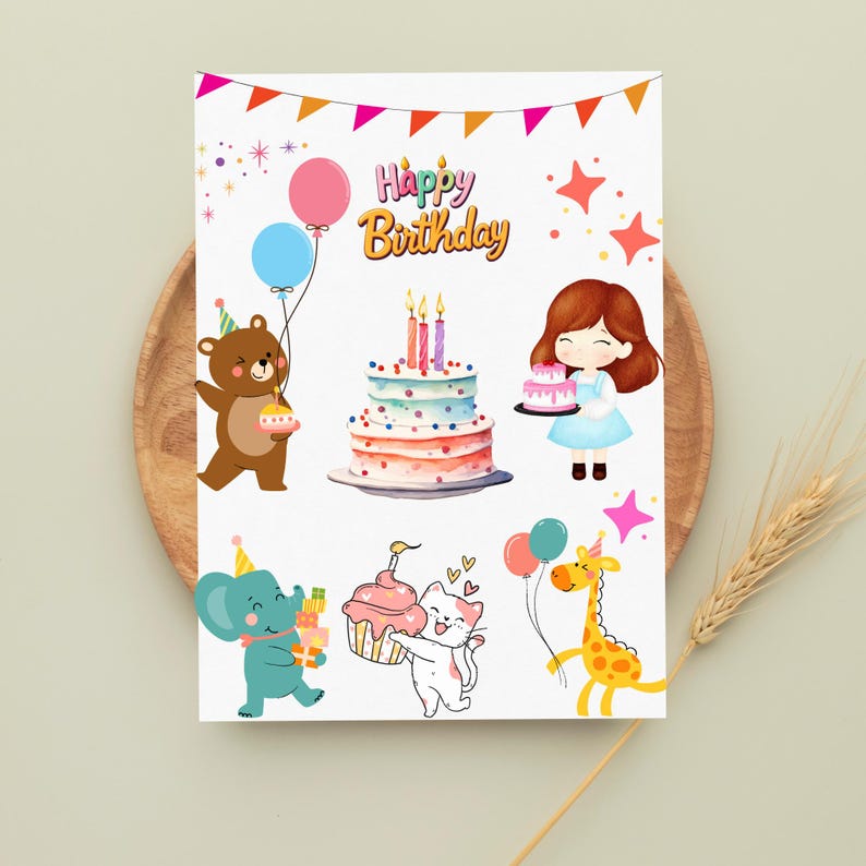 Editable Birthday Card for Kids – Forest Animals & Floral Theme ...