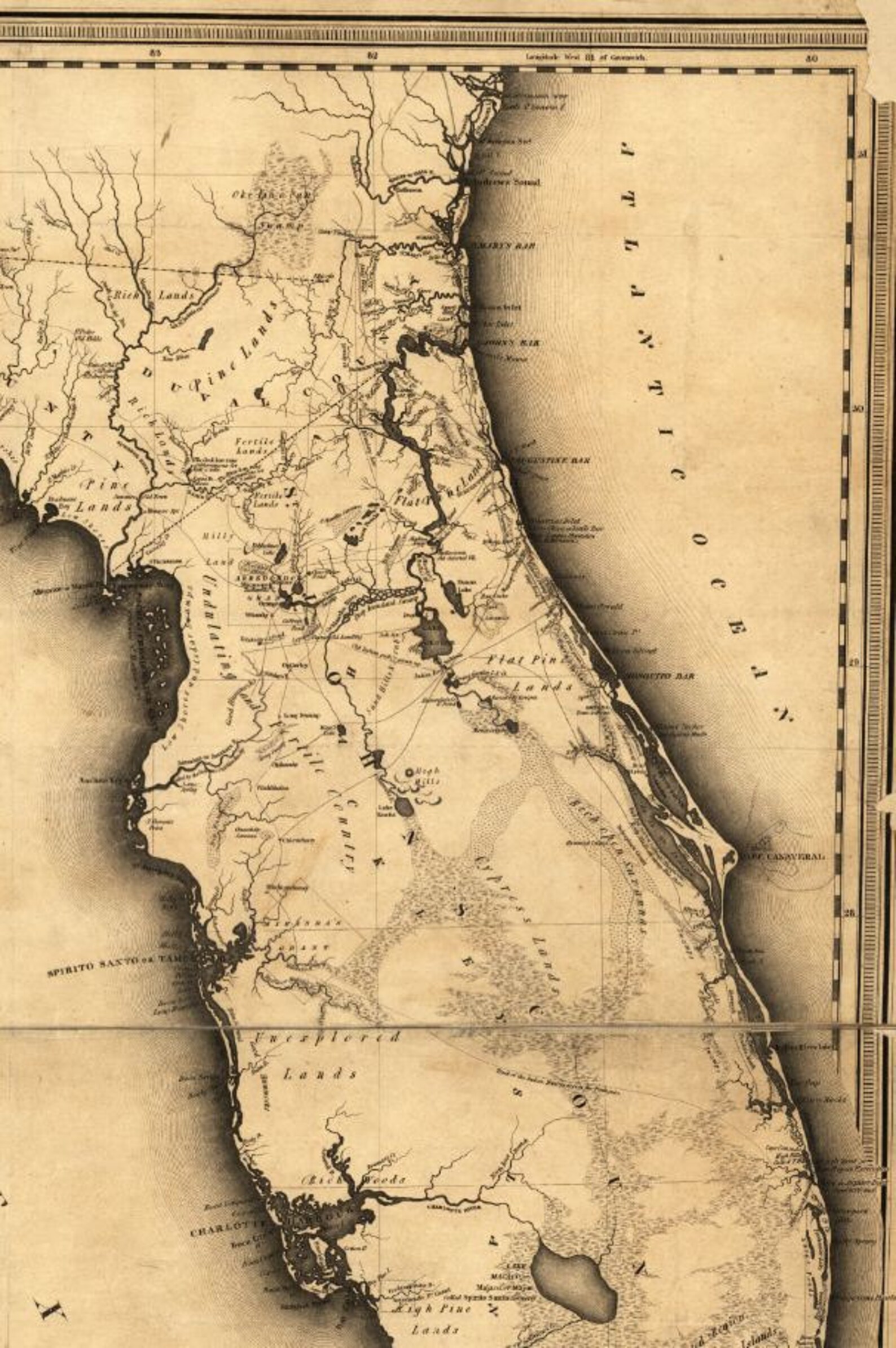 Antique Florida Map 1894-1895 - Etsy