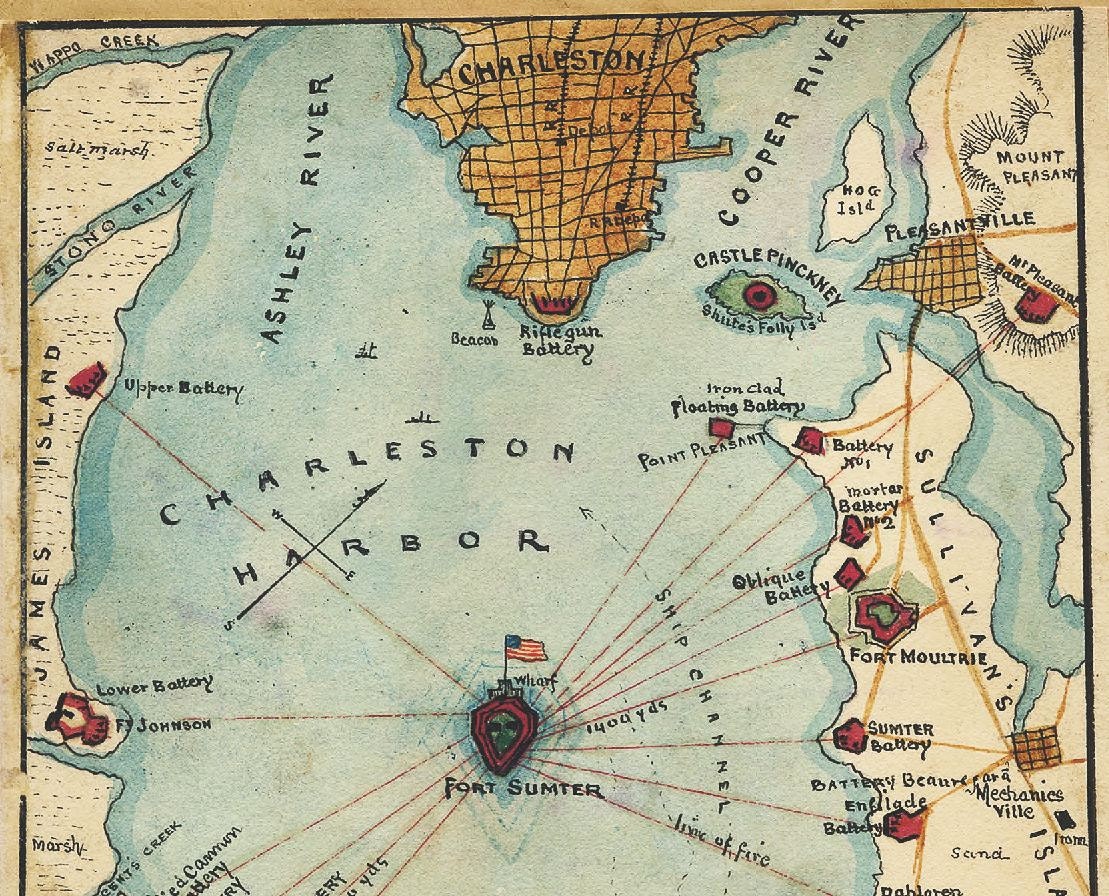 Antique Map Battle of Fort Sumter 1861 Civil War - Etsy UK