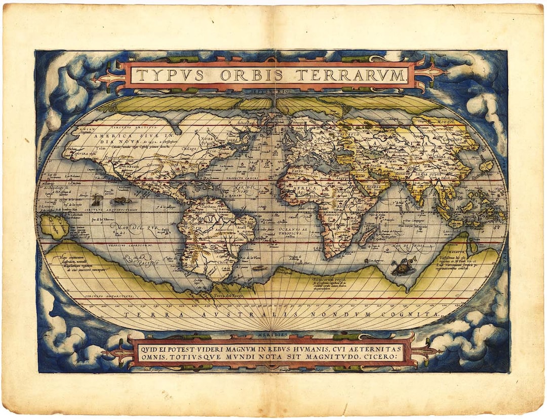 Antique World Map 1560 - Etsy