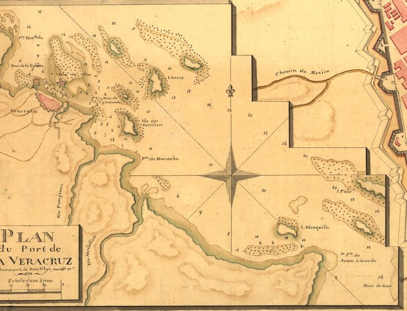 Mapa Antiguo México Veracruz 1798 - Etsy España