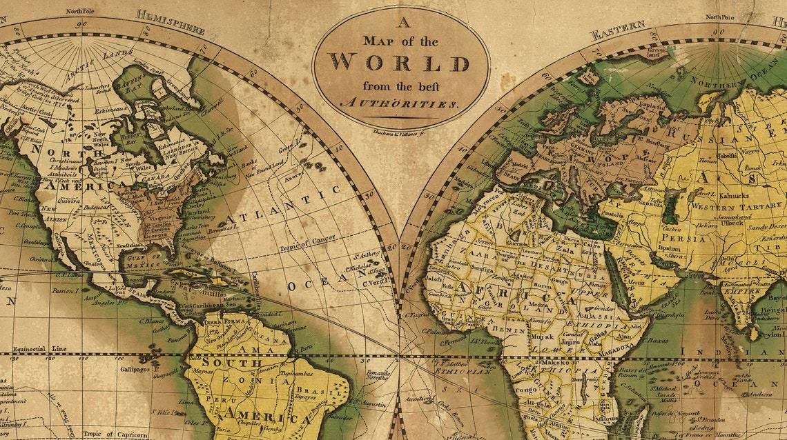 Antique World Map 1795 - Etsy