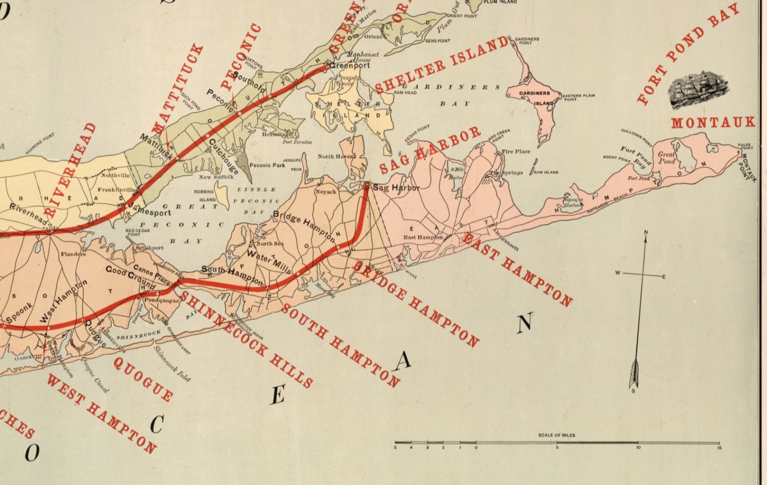 New York Long Island Railroad Map 1895 - Etsy