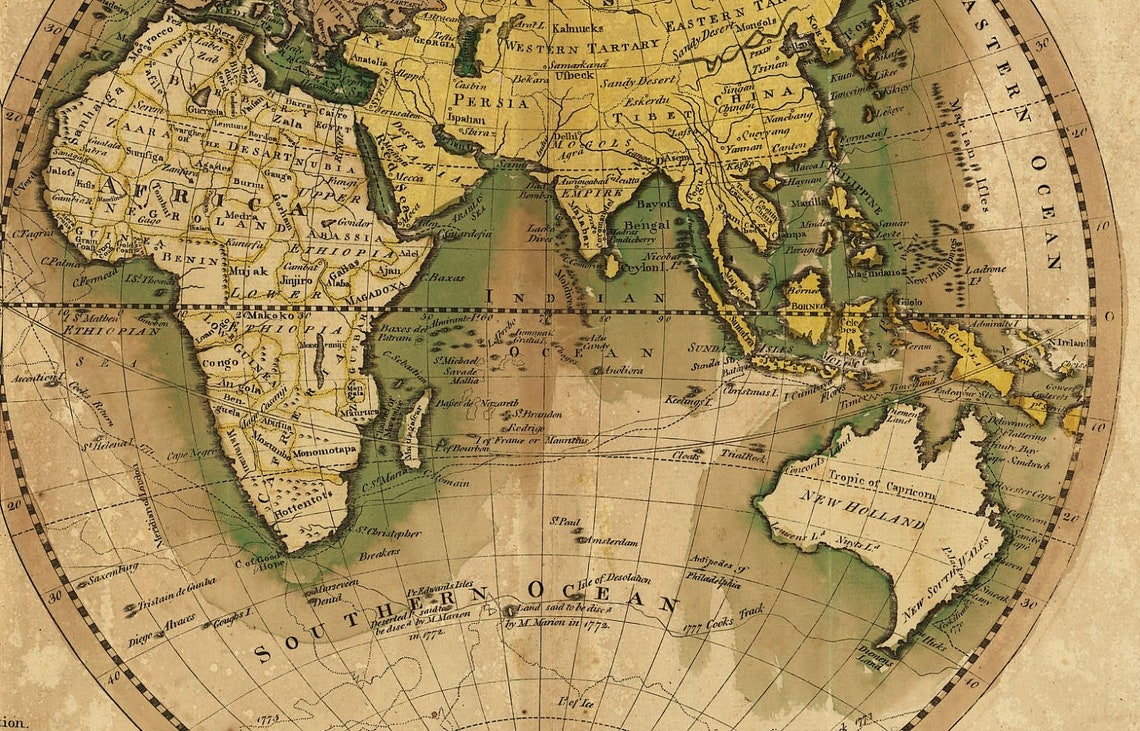 Antique World Map 1795 - Etsy