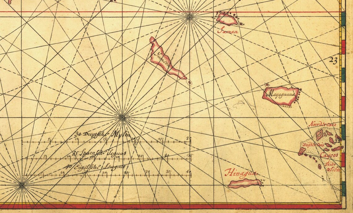 Antique Map of Cuba and the Bahamas 1650 - Etsy