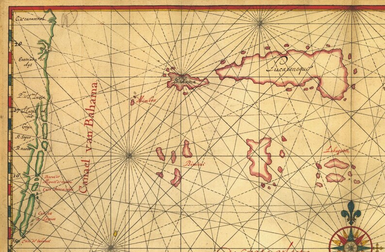 Antique Map of Cuba and the Bahamas 1650 - Etsy