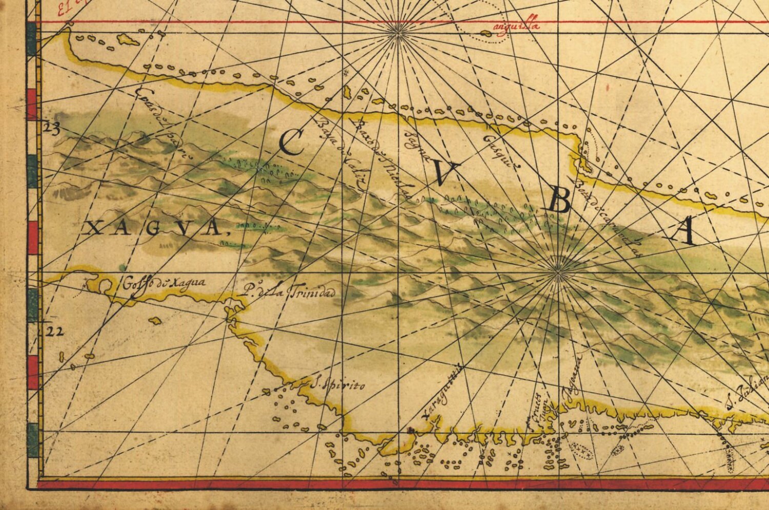 Antique Map of Cuba and the Bahamas 1650 - Etsy