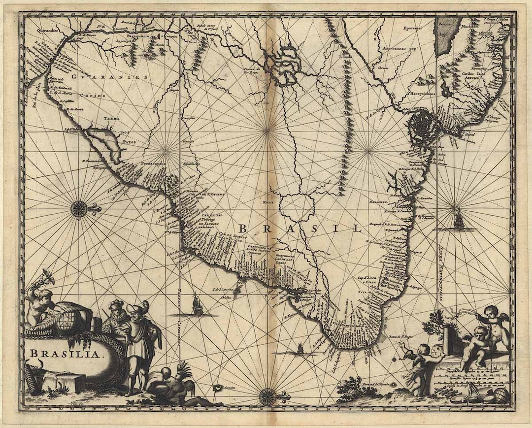 Brazil Map 1671 Brasilia - Etsy
