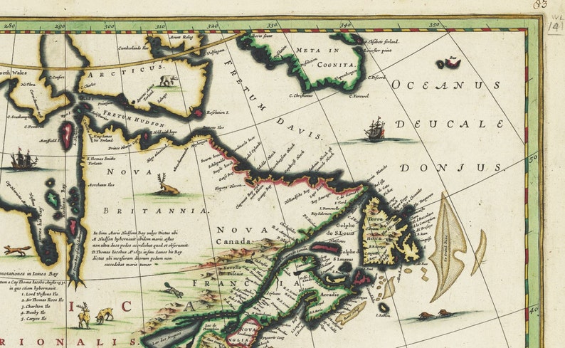 Antique Map of North America 1652 - Etsy