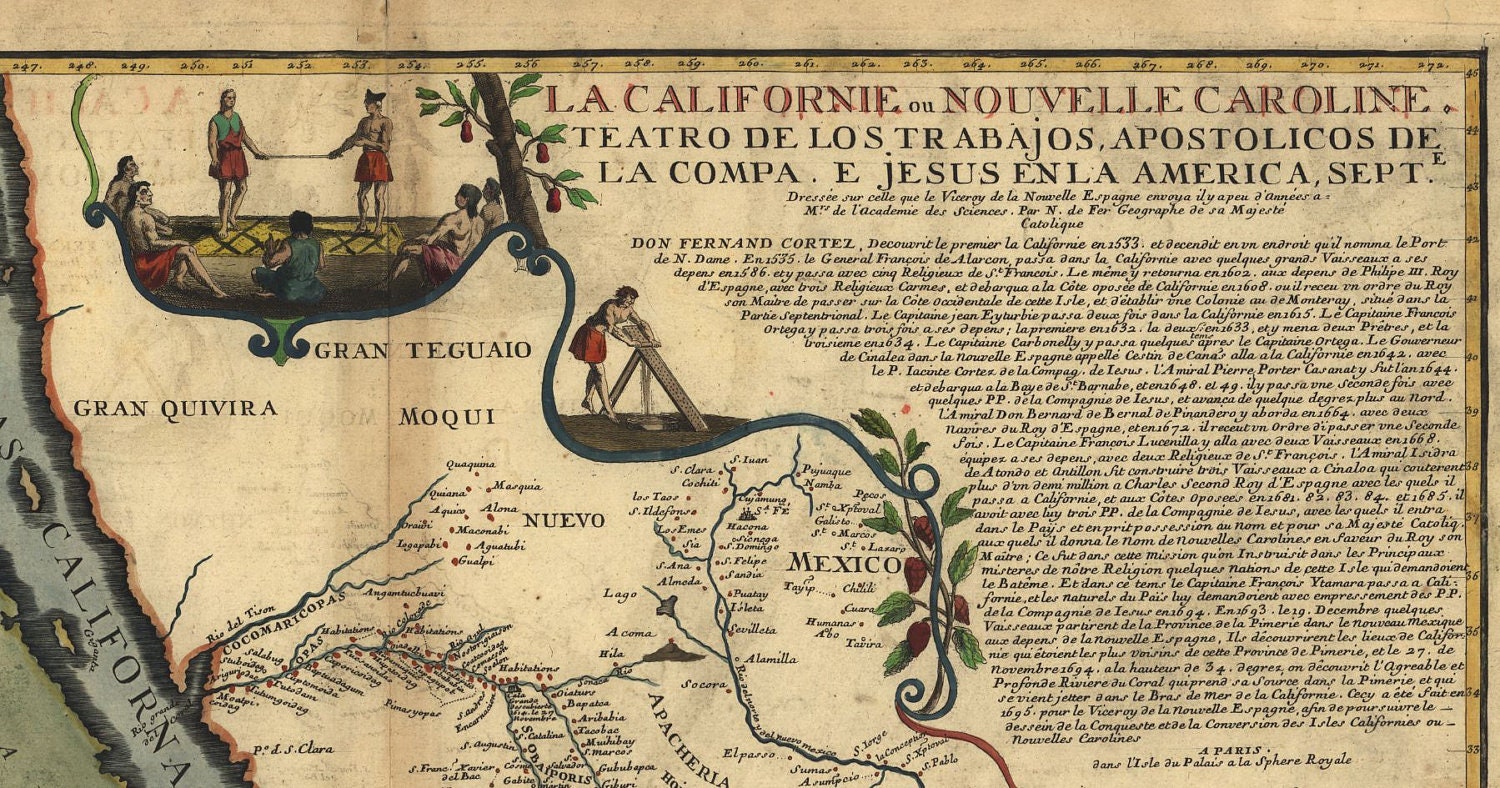 Antique Map of California and Mexico 1720 - Etsy
