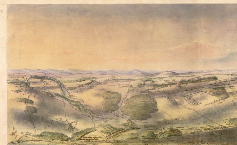 Bird's Eye View Map the Battle of Gettysburg 1863 Civil War - Etsy