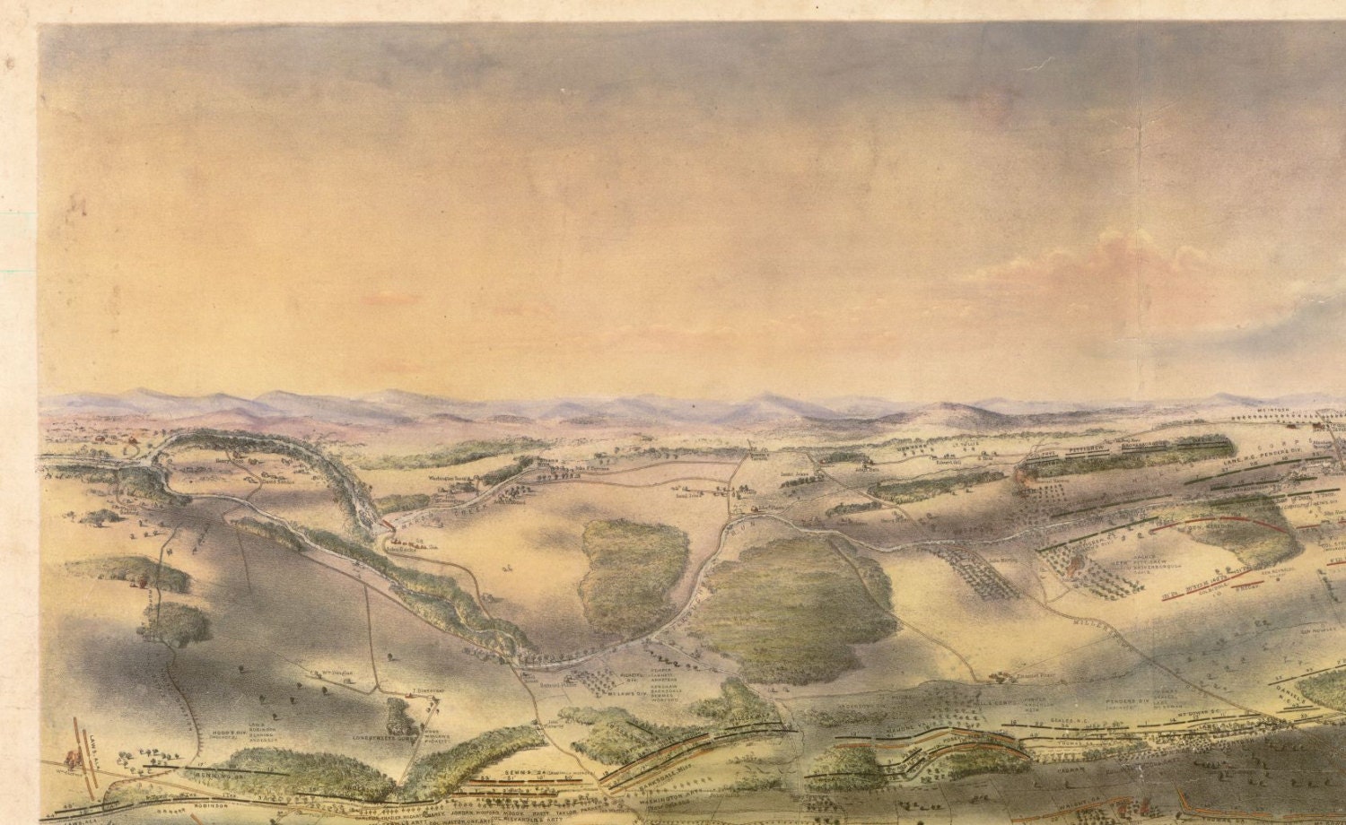 Bird's Eye View Map the Battle of Gettysburg 1863 Civil War - Etsy