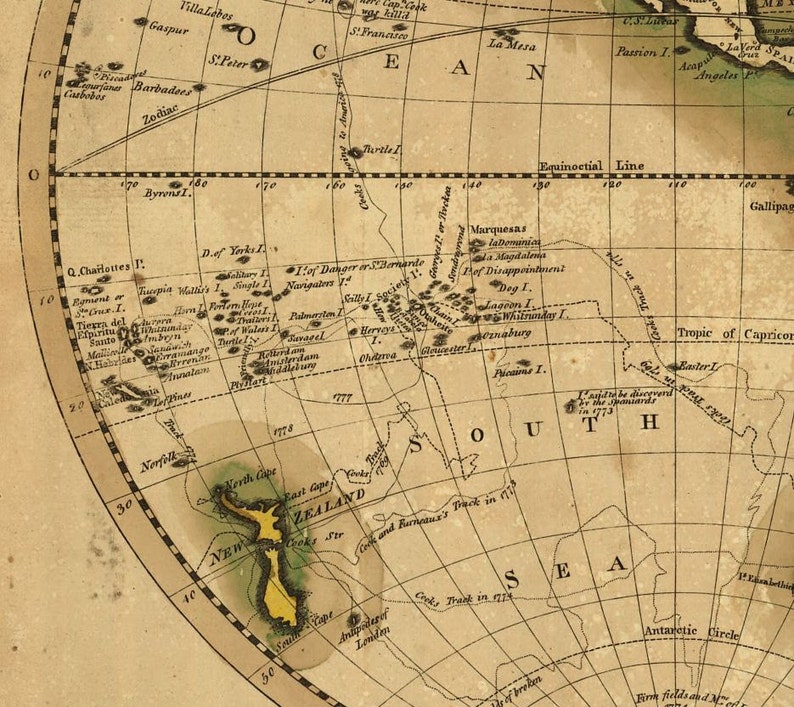 Antique World Map 1795 - Etsy