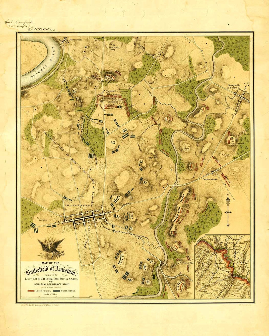Antique Map Battle of Antietam 1862 Civil War - Etsy