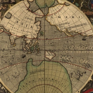 Antique World Map 1595 - Etsy