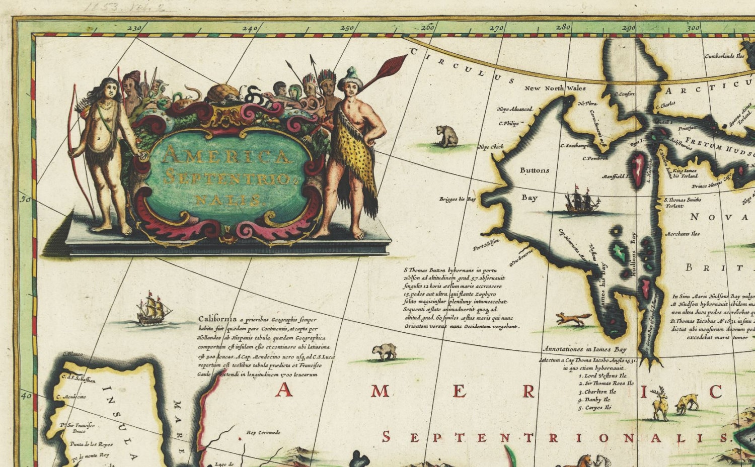 Antique Map of North America 1652 - Etsy