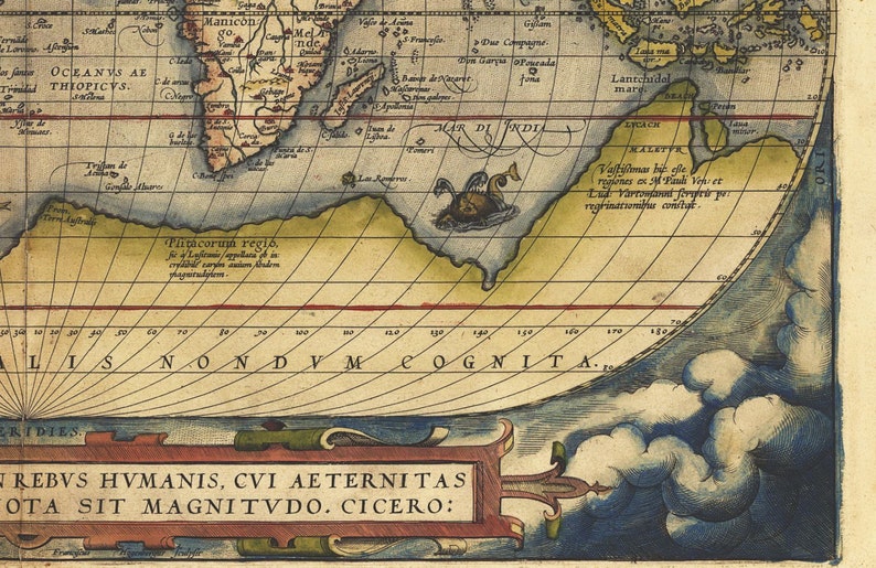 Antique World Map 1560 - Etsy