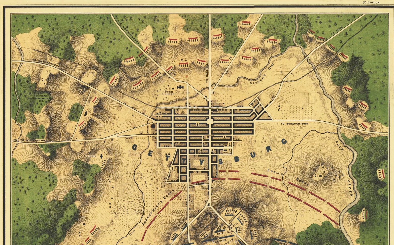 Antique Map Battle of Gettysburg 1863 Civil War - Etsy