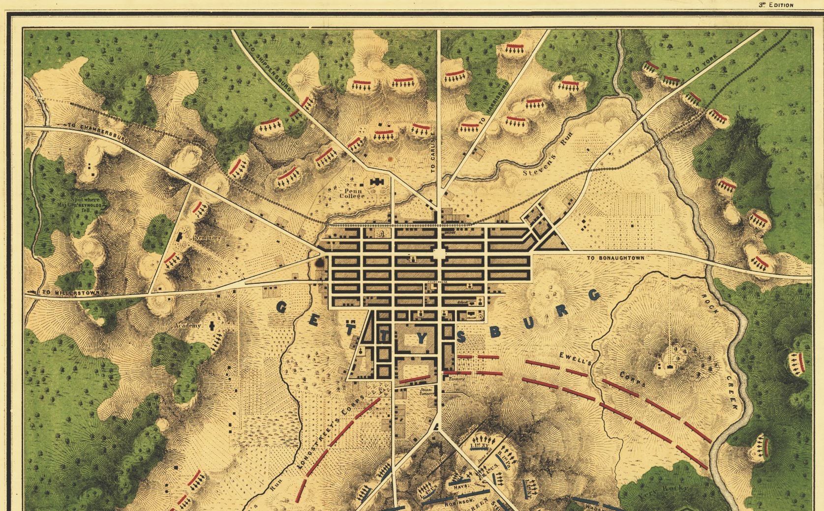 Antique Map Battle of Gettysburg 1863 Civil War - Etsy