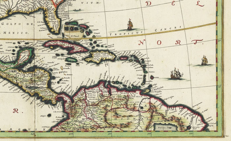 Antique Map of North America 1652 - Etsy