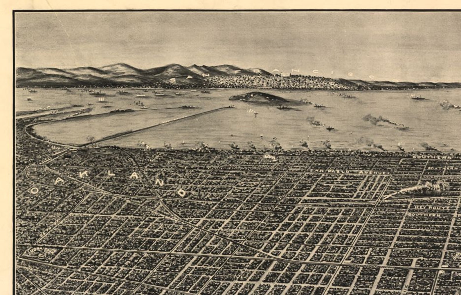 Birds Eye View Map Berkeley CA 1909 - Etsy