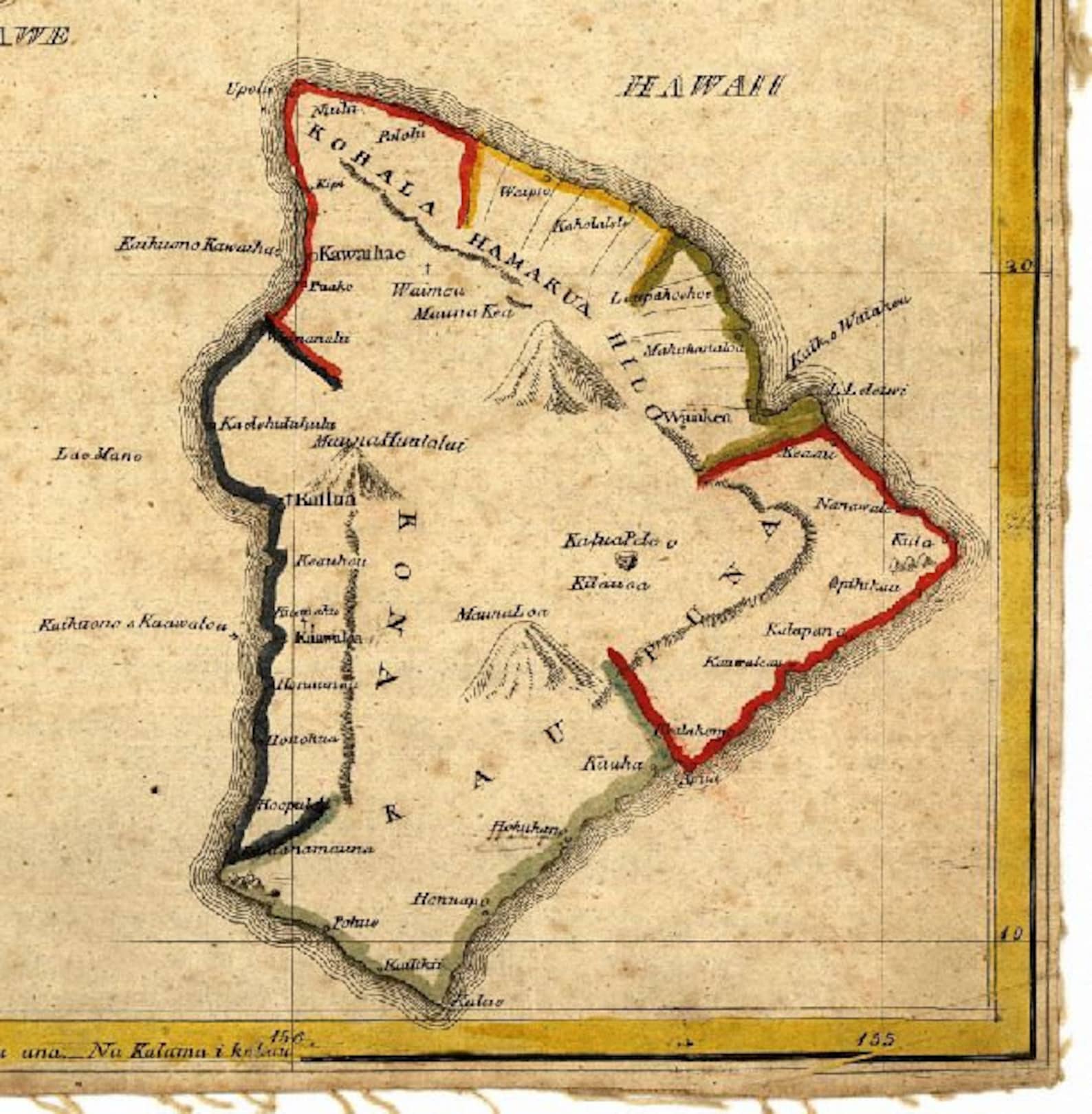 Hawaii Map 1837 Hawaiian Islands - Etsy